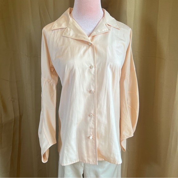 Prada | Tops | Vintage Pradapastel Peach Utilitybutton Downblouse 0 ...